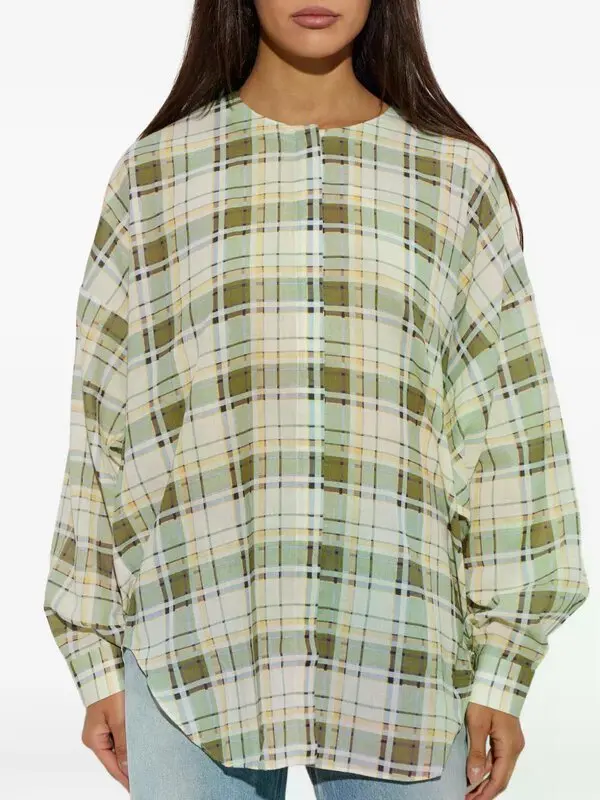 FRAME Plaid Pattern Long Sleeve Blouse