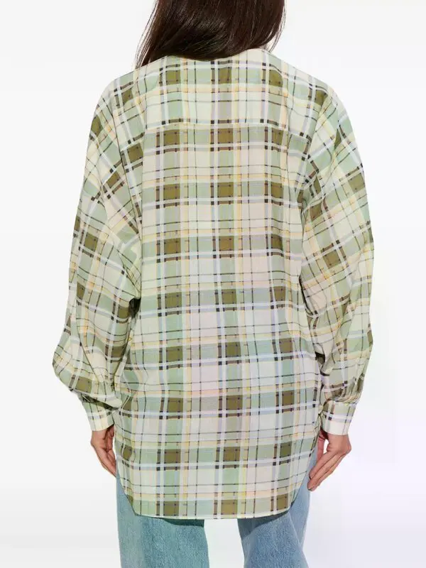 FRAME Plaid Pattern Long Sleeve Blouse