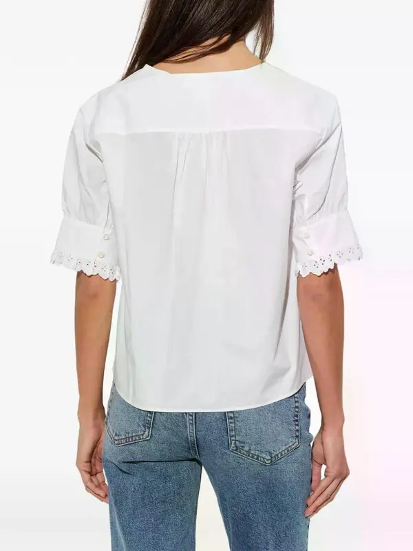 FRAME Keepsake Broderie Anglaise V-neck Top