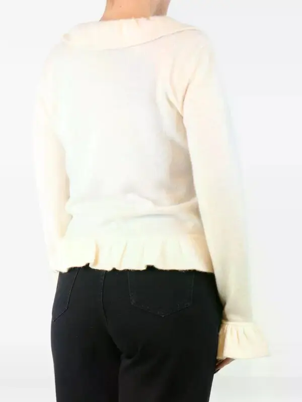 SHYLA Cashmere Cardigan With Ruffle Trim