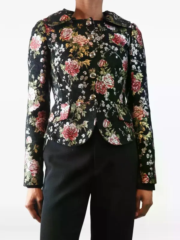 Ulla Johnson Floral Print Silk Jacket - Black