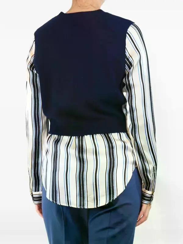 Veronica Beard Layered Striped Silk-sleeve Sweater