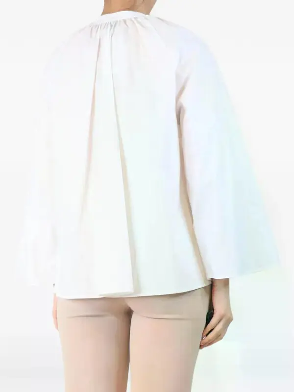 FORTE_FORTE Mandarin Collar Pleated Blouse