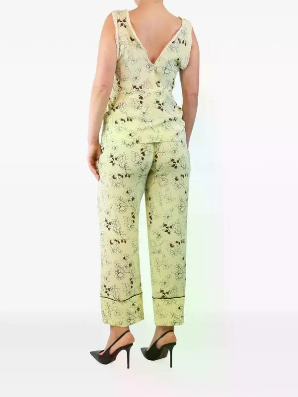 Marni Floral Print V-neck Top And Trousers Set