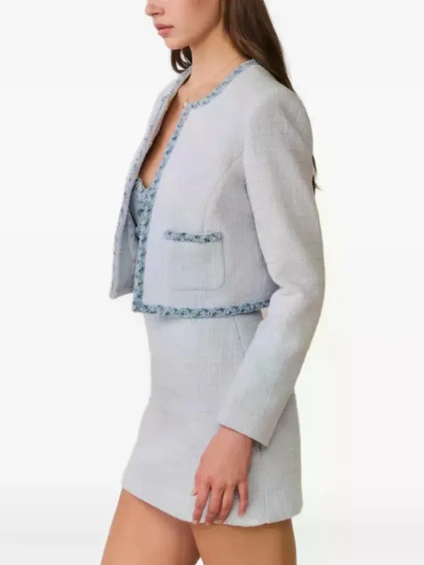 LoveShackFancy Azula Bouclé Cropped Jacket - Blue