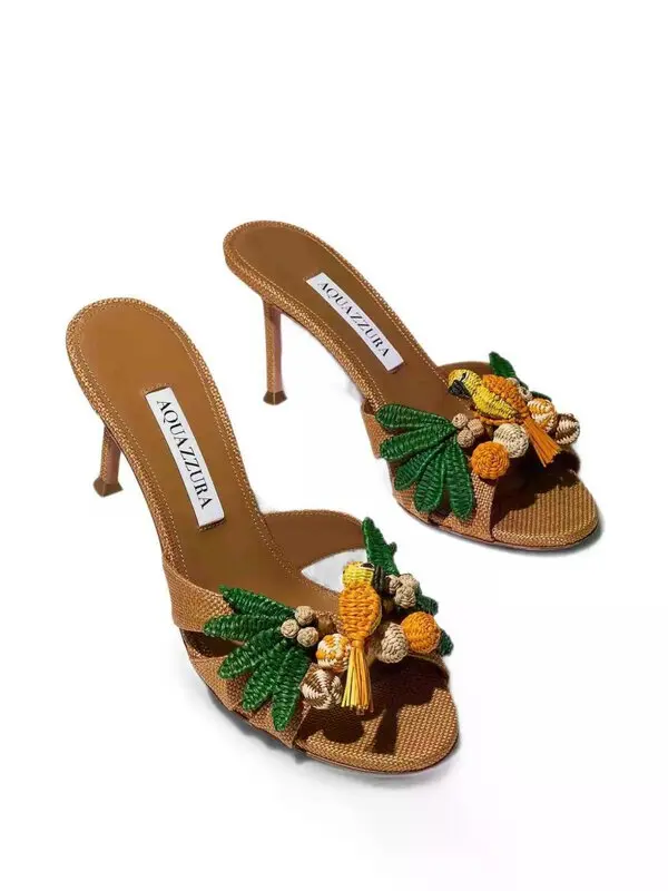 AQUAZZURA Embellished Woven Mules