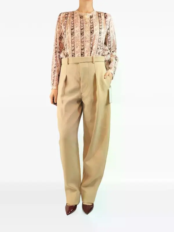 Wardrobe.NYC Beige Wool Pleated Trousers
