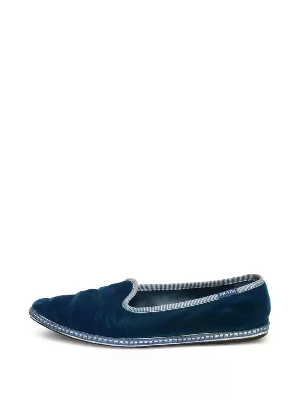 Prada Velvet Slippers With Striped Trim