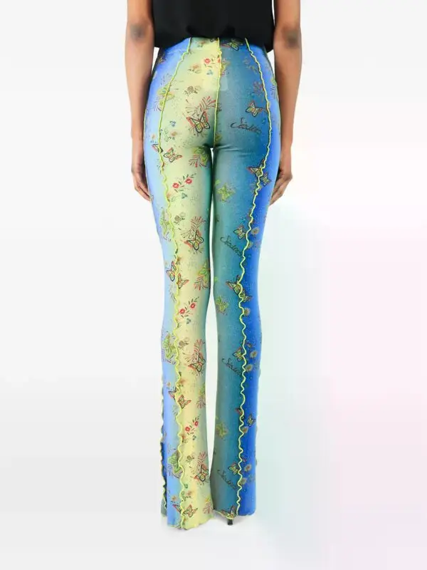 SIEDRES Butterfly Print Lettuce Trim Trousers