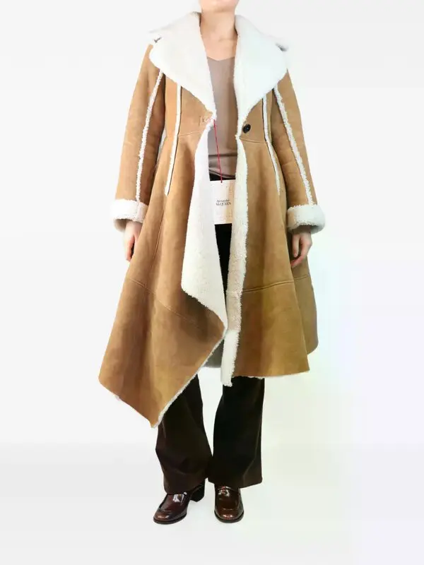 Alexander McQueen Asymmetric Shearling-trim Coat