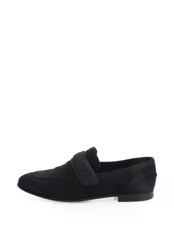 Brunello Cucinelli Monili Bead-embellished Suede Loafers - Blue