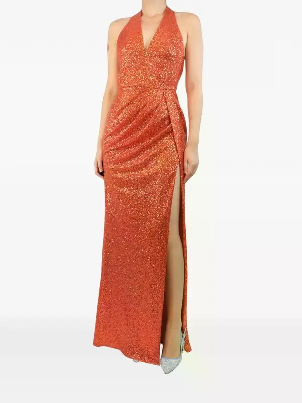 Elie Saab Sequin-embellished Halterneck Maxi Dress