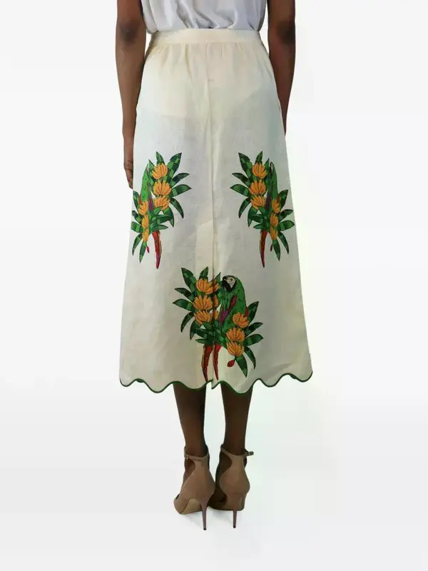 Farm Rio Scalloped Midi Skirt