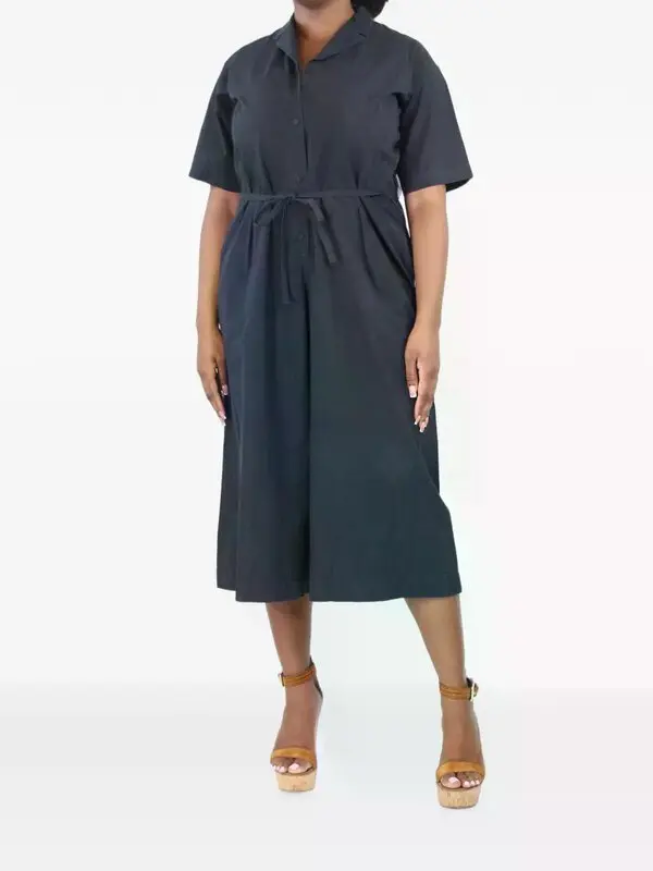 ÉCOLE DE CURIOSITÉS Short-sleeved Wide-leg Jumpsuit With Notch Lapels And Self-tie Waist