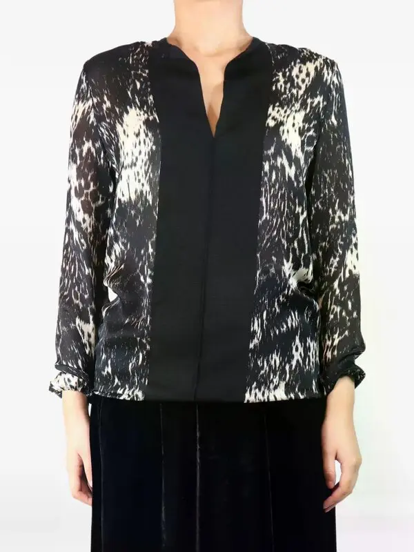 LANVIN Printed V-neck Silk Blouse