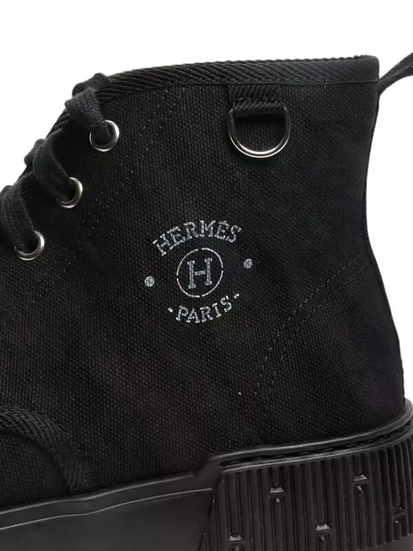Hermès Lace-up Canvas Combat Boots