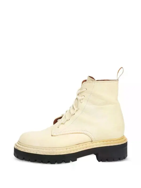 Proenza Schouler Cream Leather Combat Boots