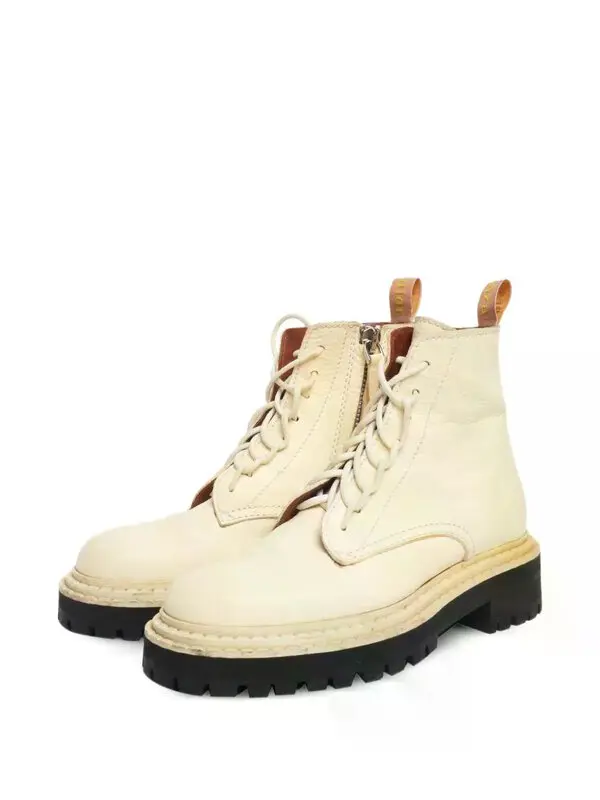 Proenza Schouler Cream Leather Combat Boots