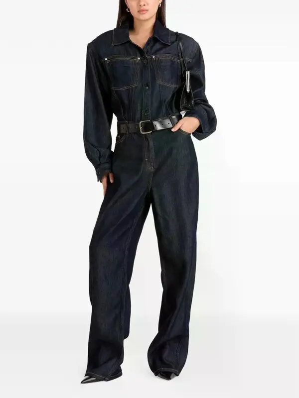 IRO PARIS Denim Jumpsuit With Contrast Topstitching - Blue