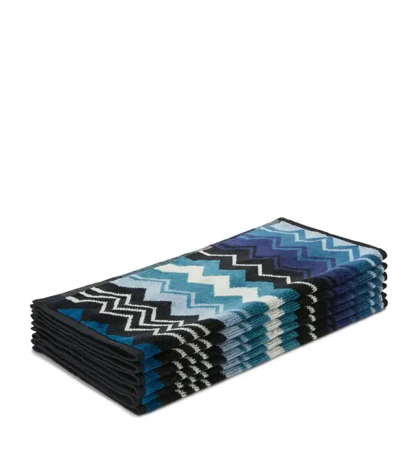 Missoni Set Of 6 Giacomo Facecloths - Blue
