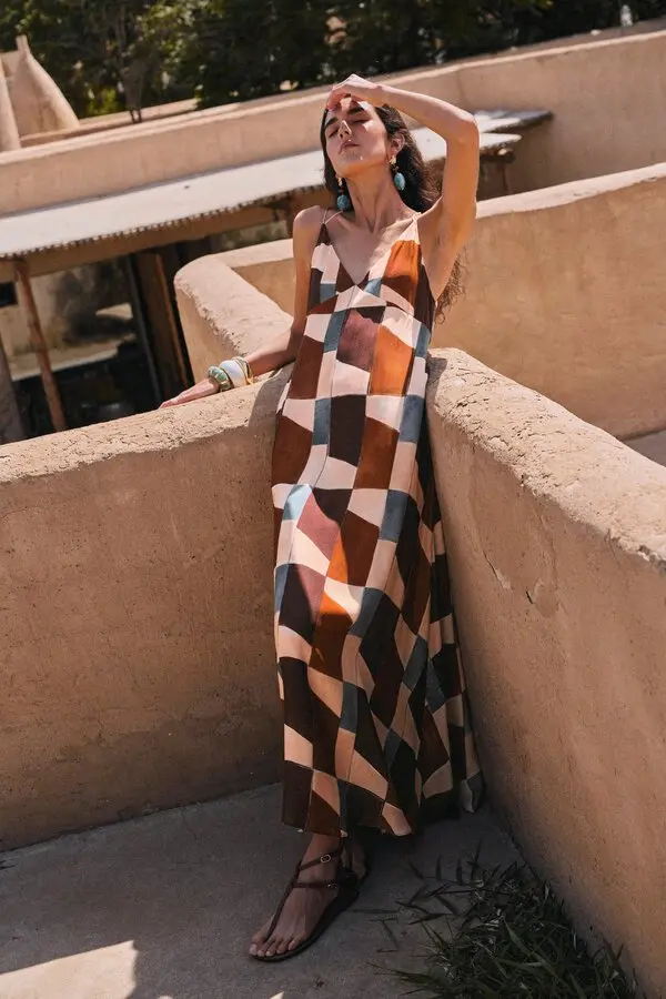 Fabrique Janise Riad Print Halterneck Dress - Multicolor