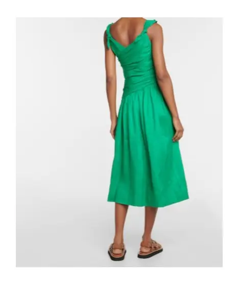 Zimmermann Tiggy Ruched Linen Midi Dress