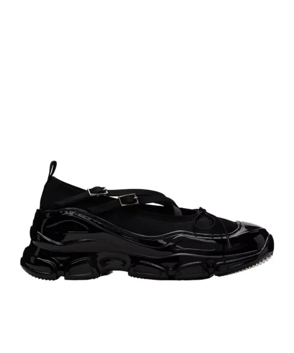 Simone Rocha Round Toe Paneled Ballerines - Black