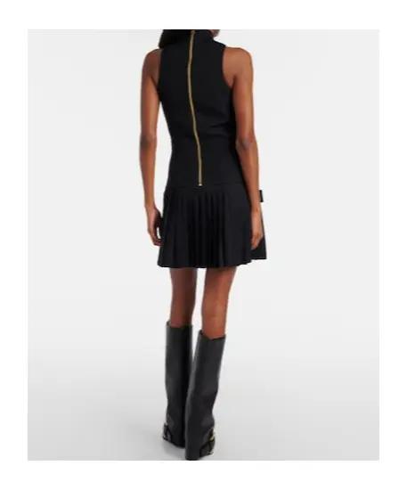 Balmain Pleated Virgin Wool Minidress