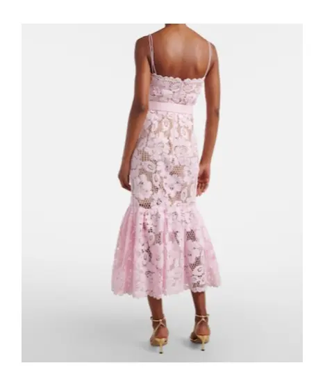 SELF-PORTRAIT Belted Crochet Midi Dress