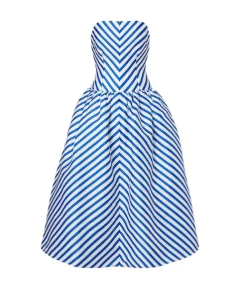 SELF-PORTRAIT Striped Taffeta Bustier Dress