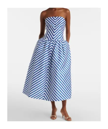 SELF-PORTRAIT Striped Taffeta Bustier Dress