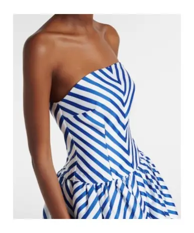 SELF-PORTRAIT Striped Taffeta Bustier Dress