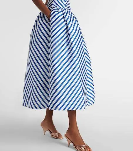 SELF-PORTRAIT Striped Taffeta Bustier Dress