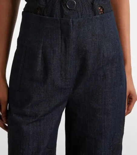 Veronica Beard Chambray Wide-leg Pants