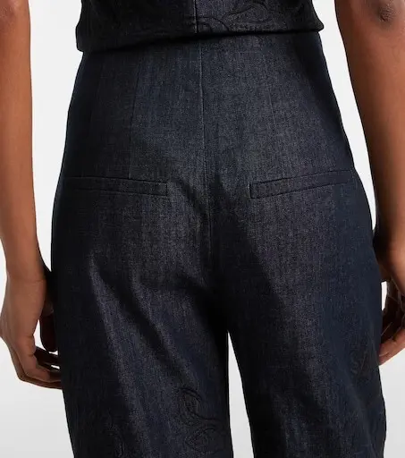 Veronica Beard Chambray Wide-leg Pants