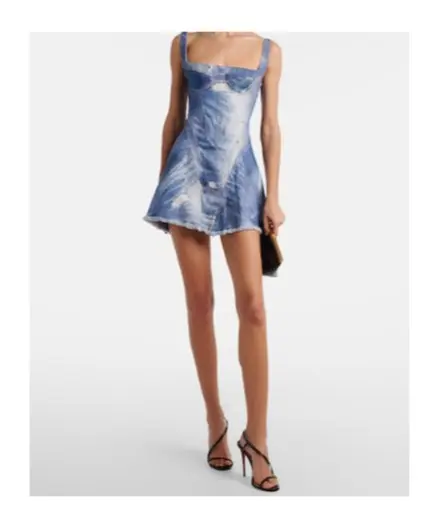 Roberto Cavalli Strapless Denim Minidress