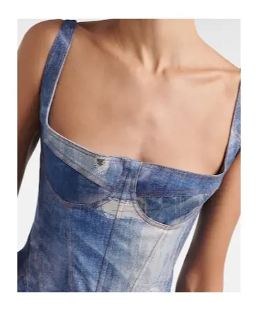 Roberto Cavalli Strapless Denim Minidress