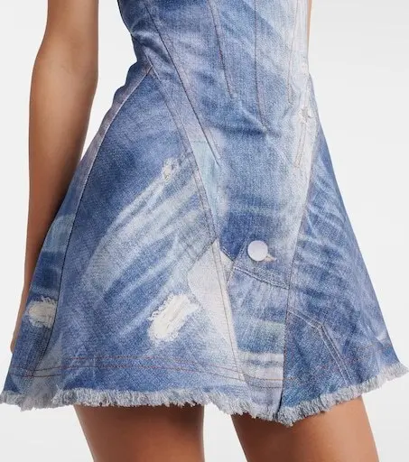 Roberto Cavalli Strapless Denim Minidress