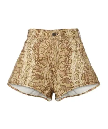 ALEMAIS Boa Snake-print Denim Shorts - Nude