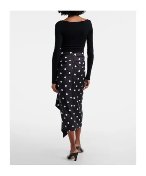 Sportmax Polka Dot Silk Satin Wrap Skirt