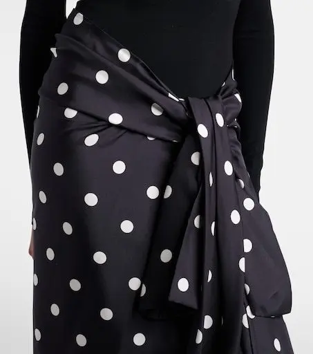 Sportmax Polka Dot Silk Satin Wrap Skirt