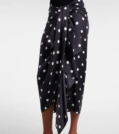 Sportmax Polka Dot Silk Satin Wrap Skirt
