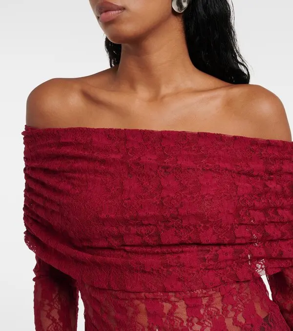 ROTATE BY BIRGER CHRISTENSEN Ruffled Floral Lace Blouse