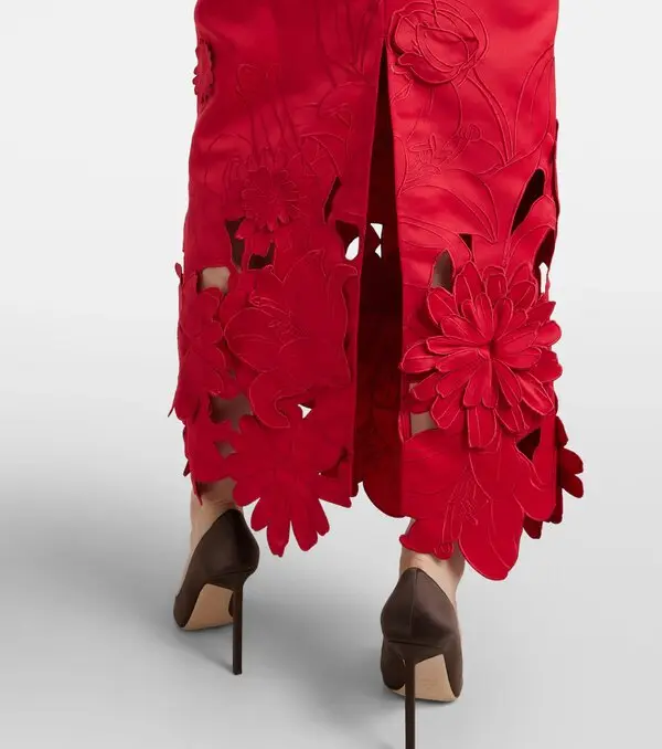 LEO Rayna Floral-appliqué Maxi Dress