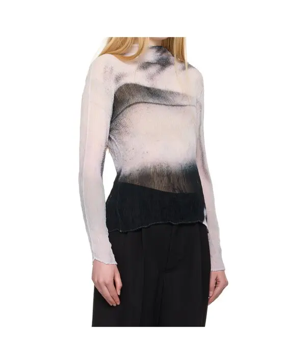 Issey Miyake Shadow Study Crinkled Chiffon Twist Turtleneck
