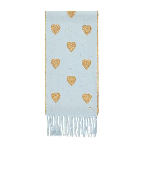 Valentino Garavani Heart Patterned Vlogo Plaque Scarf - Blue