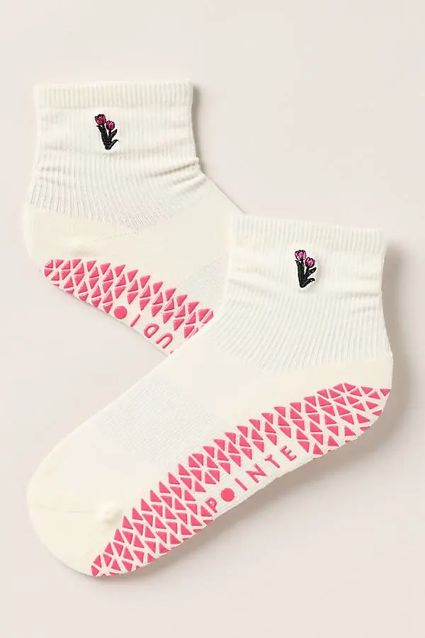 POINTE STUDIO Icon Ankle Grip Socks - Pink