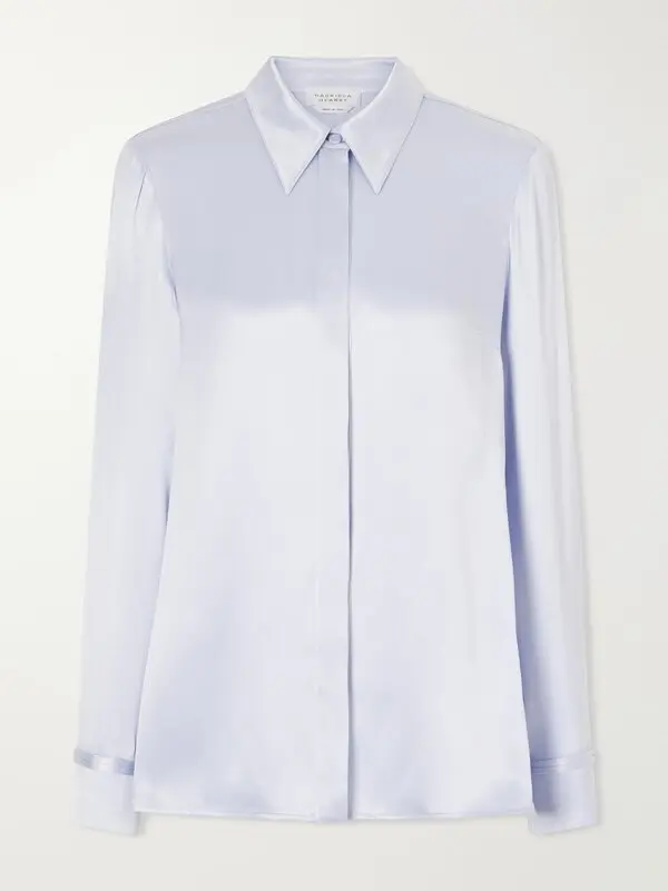 Gabriela Hearst Cruz Silk Satin Shirt - Blue