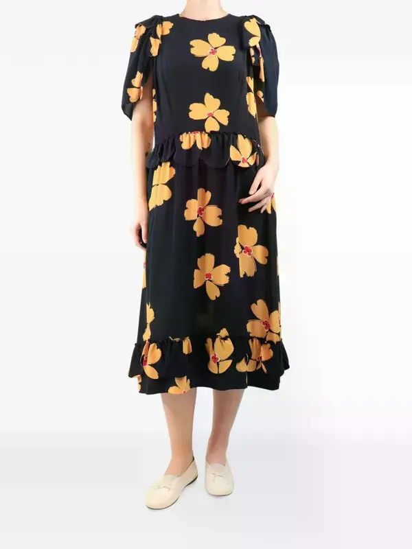 Simone Rocha Floral Print Ruffled Dress