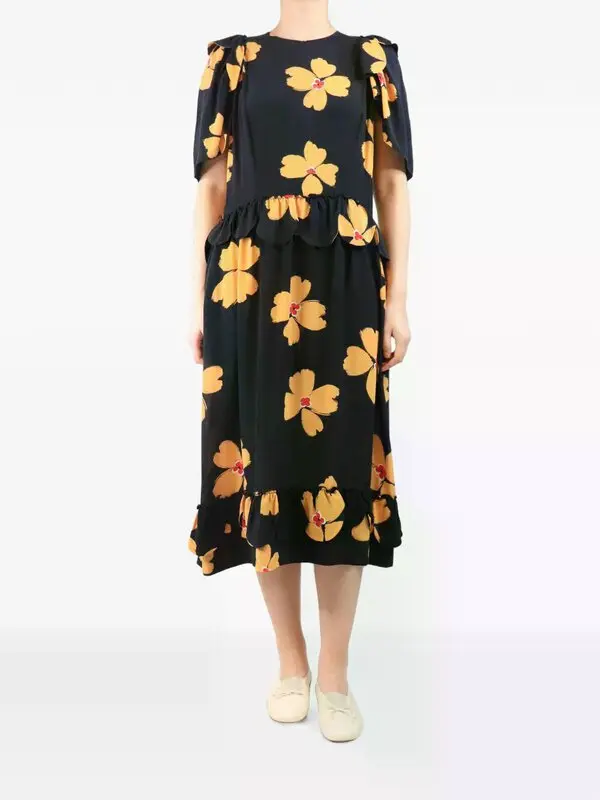Simone Rocha Floral Print Ruffled Dress